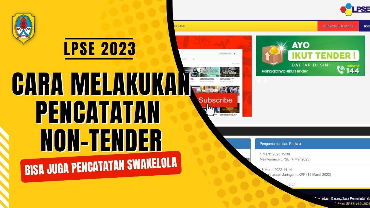 Cara Melakukan Pencatatan Non Tender - LPSE Kabupaten Melawi - YouTube