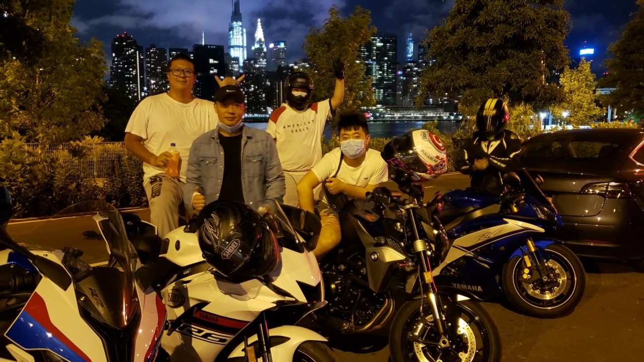 Motorcycle team from Queen to Brooklyn New York beautiful night view ...