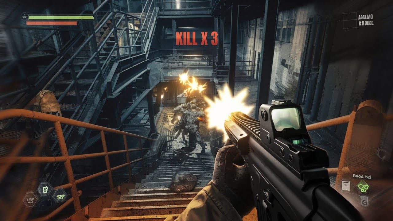 INTENSE FPS ACTIONT ZOMBI MULTI KILL IN A GRITTY INDUSTRIAL BATTLEFIELD ...