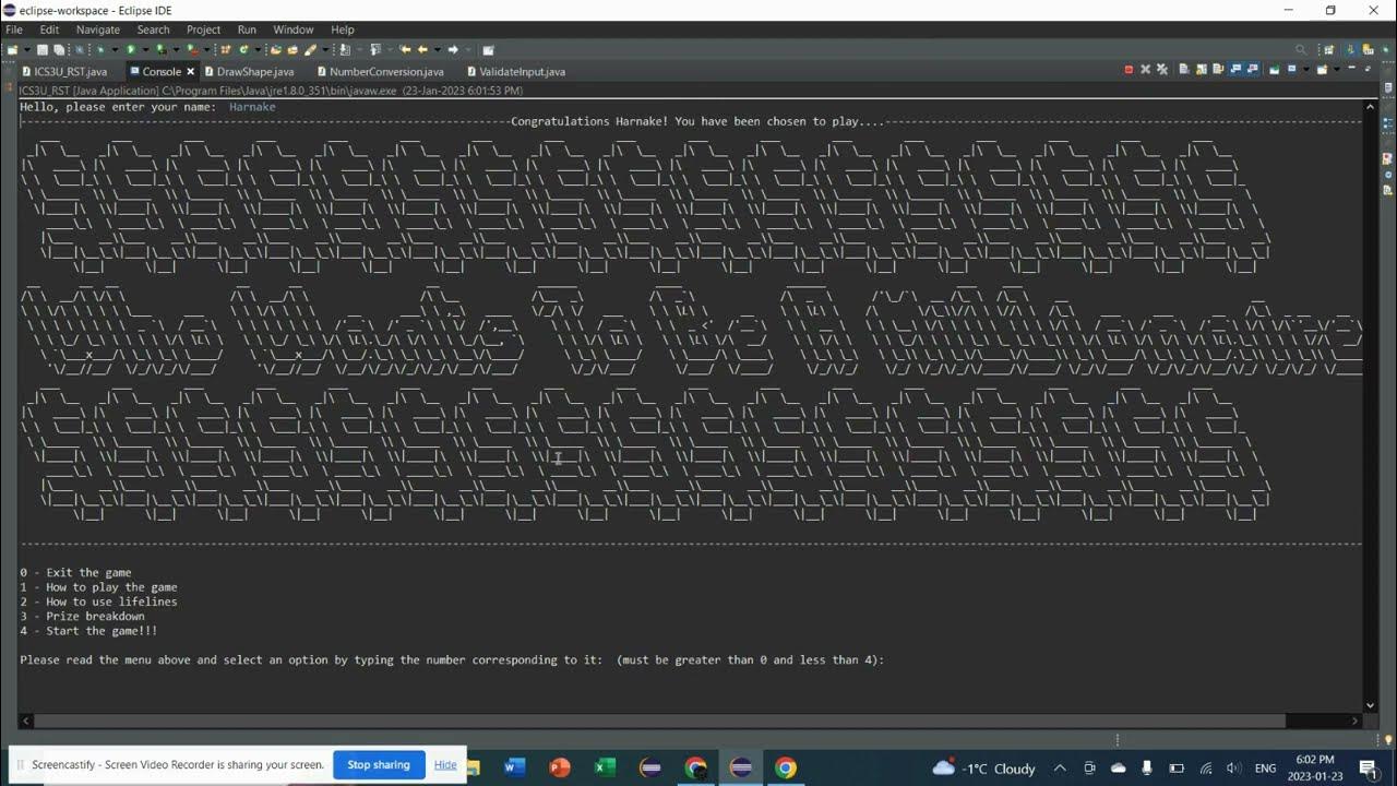 Who Wants To Be A Millionaire Java Program (ICS3U RST) - YouTube