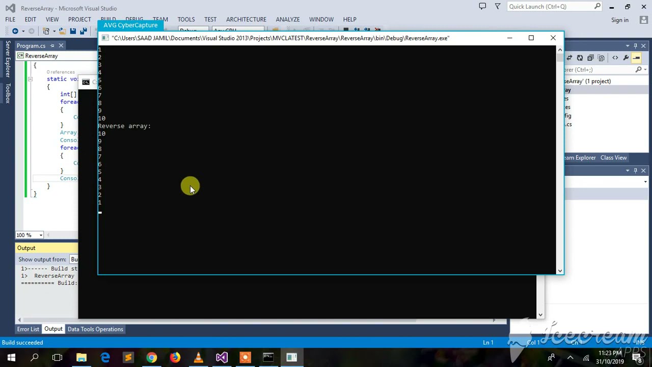 C Program To Reverse An Array Youtube 3438