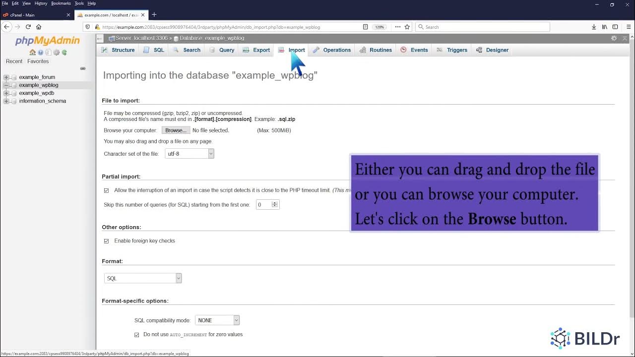 32 How to import database via phpMyAdmin in cPanel - YouTube