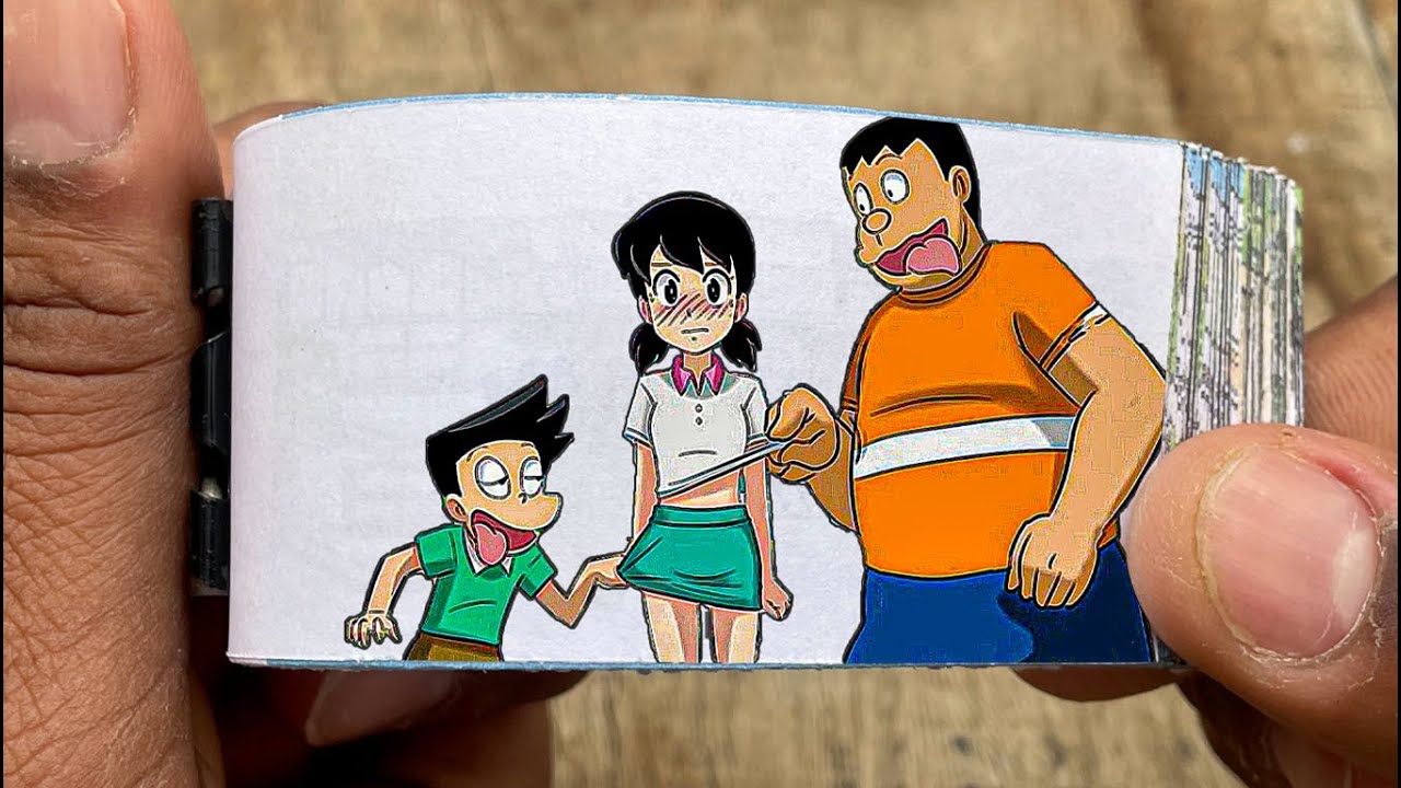 Doraemon Cartoon Flipbook #169 | Gian Suneo Pulls Shizuka Clothes Flip ...