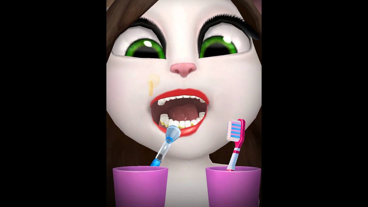 My Talking Angela Brushing Teeth - YouTube