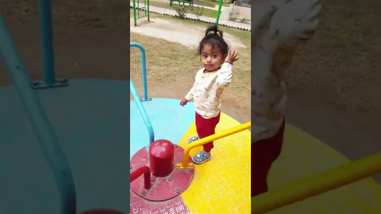 Lift ! Panda ride ! 14 months old Angry twins baby ! swing, slide ...