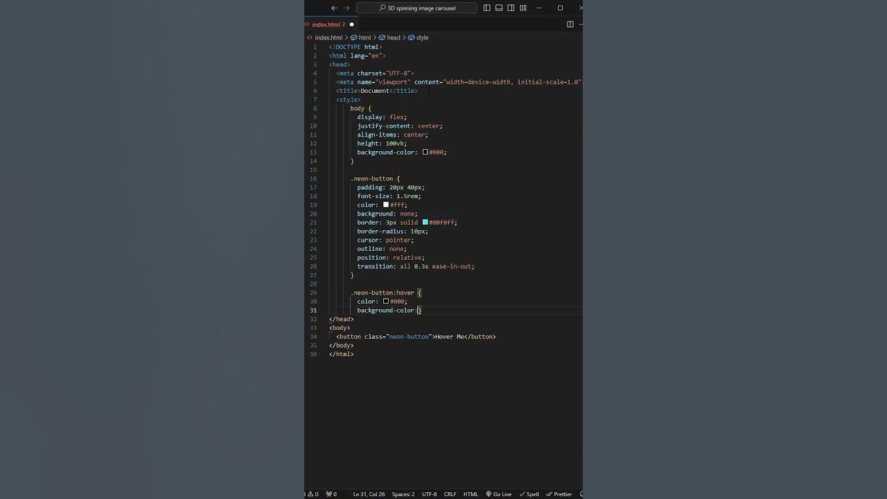 Neon Glowing Button with CSS Animation | HTML and CSS | Coding Atlas - YouTube