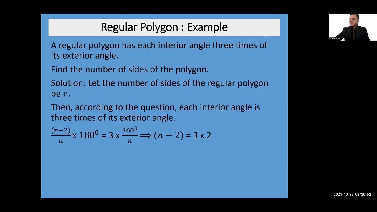 Regular polygon angles example 1 - YouTube