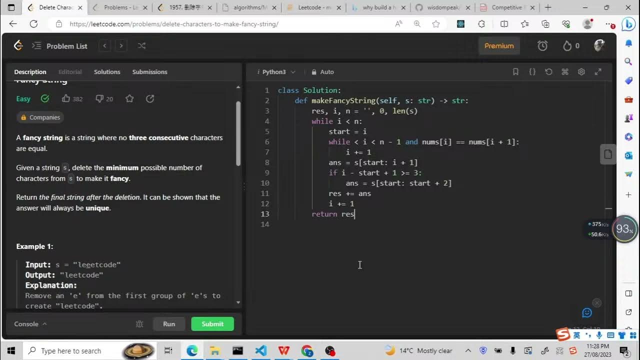 Leetcode 1957. Delete Characters to Make Fancy String (list groups) - YouTube