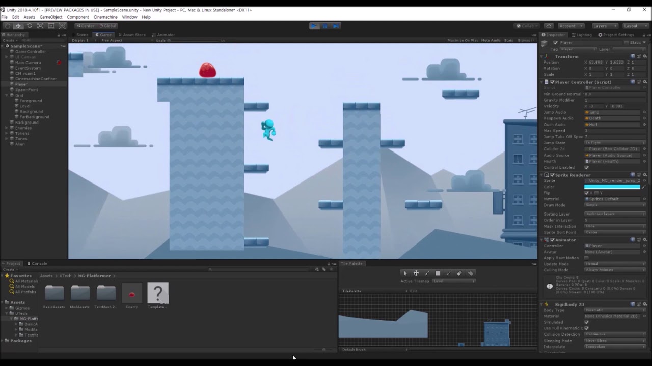 유니티 초급자용 플랫포머 게임 제작 튜토리얼 New User Micro Game Platformer Youtube