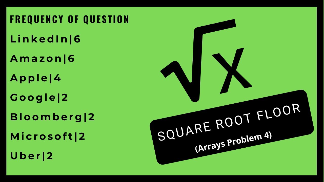 Square Root Floor O logN Time Complexity O 1 Space Complexity Square Root Floor O logN Time Complexity O 1 Space Complexity