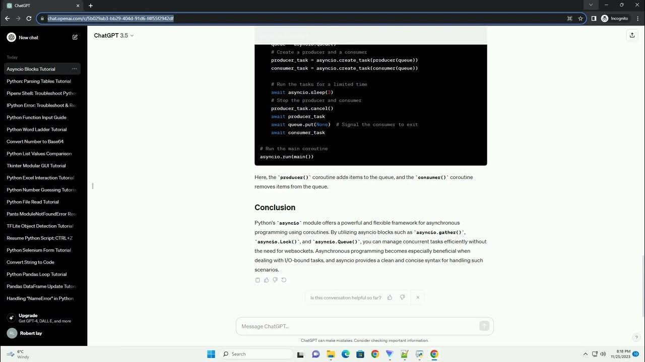 Python asyncio blocks on coroutine but not websockets - YouTube