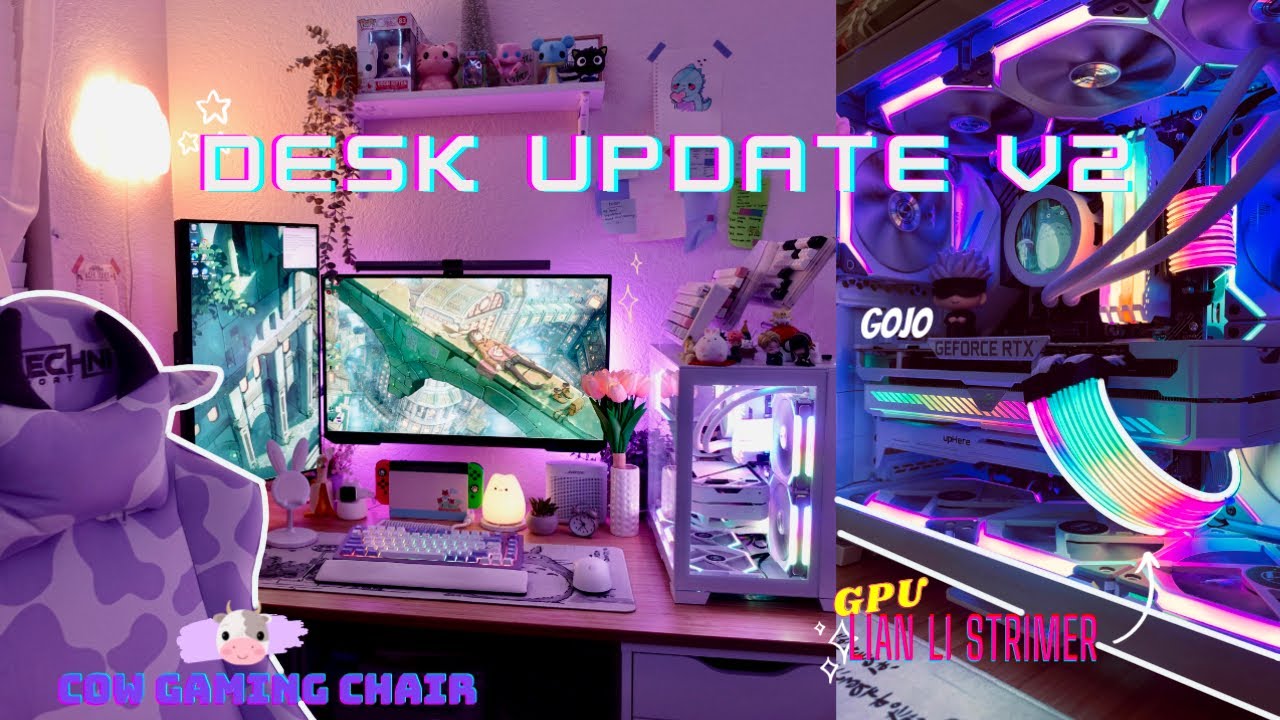 Desk Update pt2 | Cow Gaming Chair | GPU Lian Li Strimer V.2 | Govee ...