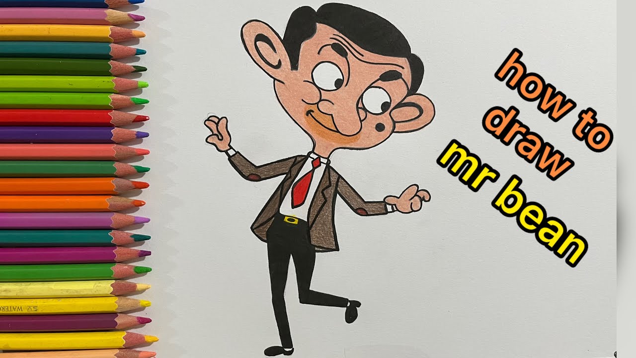 How to Draw Cartoon Mr. Bean with Colored Pencils | Easy Step-by-Step ...