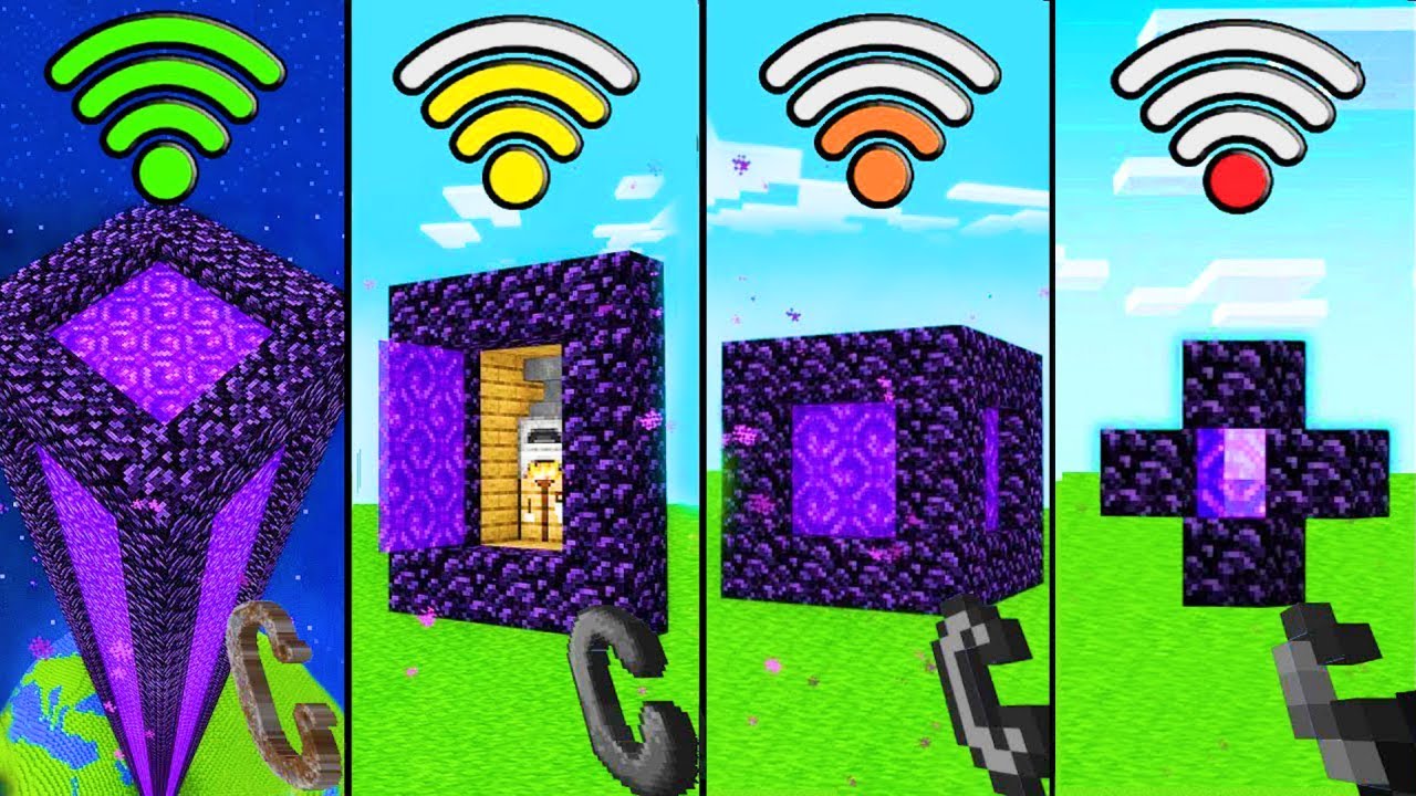 nether portals with different Wi-Fi in minecraft - YouTube