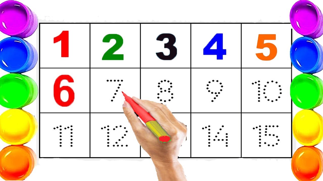 One Two Three, 1 से 15 तक गिनती, Learn Counting 1 to 100, Coloring ...