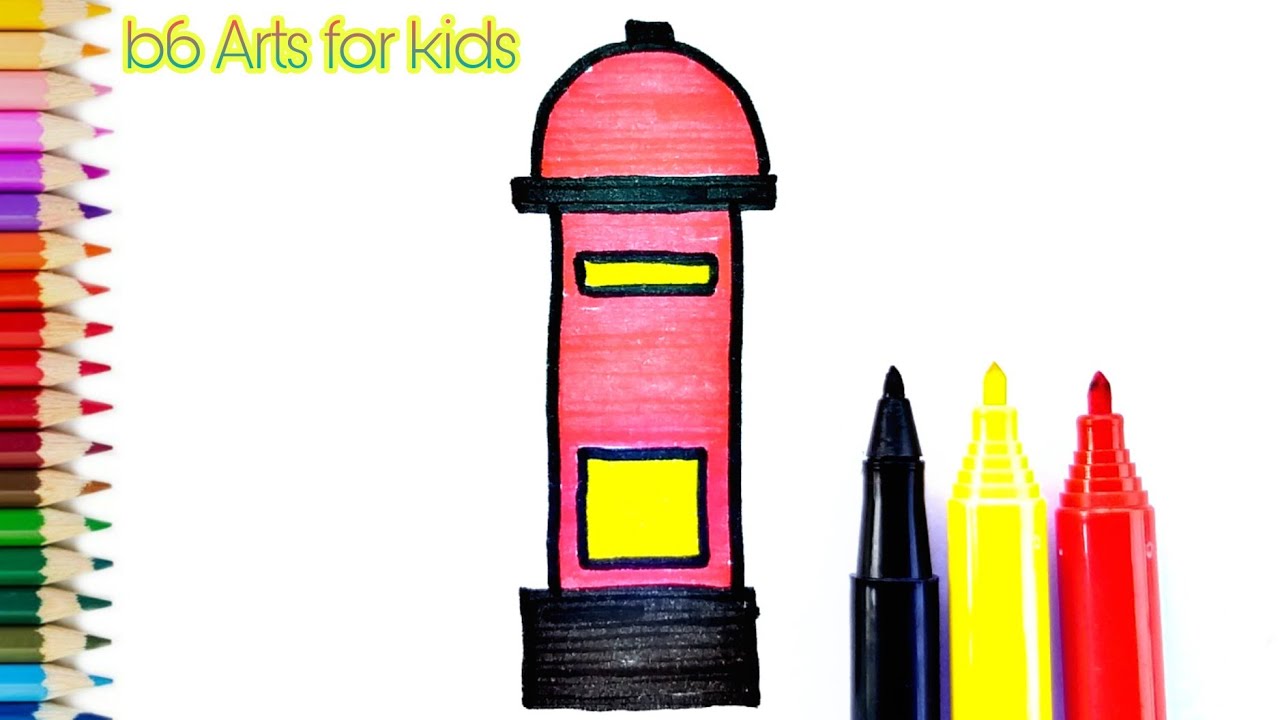 HOW TO DRAW A POST BOX FOR KIDS | DRAWING LETTER BOX| COLORING POST BOX ...