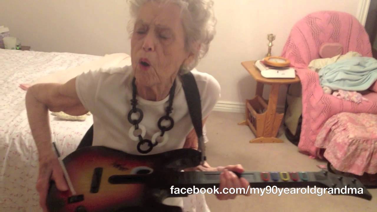 My 90-year-old Grandma Lets Out Her Inner Rockstar - YouTube
