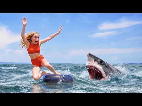 Shark Attack on Fishing Boat | fun made great white shark fish attack video 4