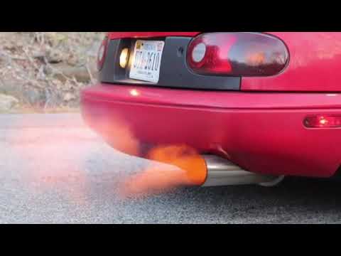 Miata shooting flames with ISR Exhaust - YouTube