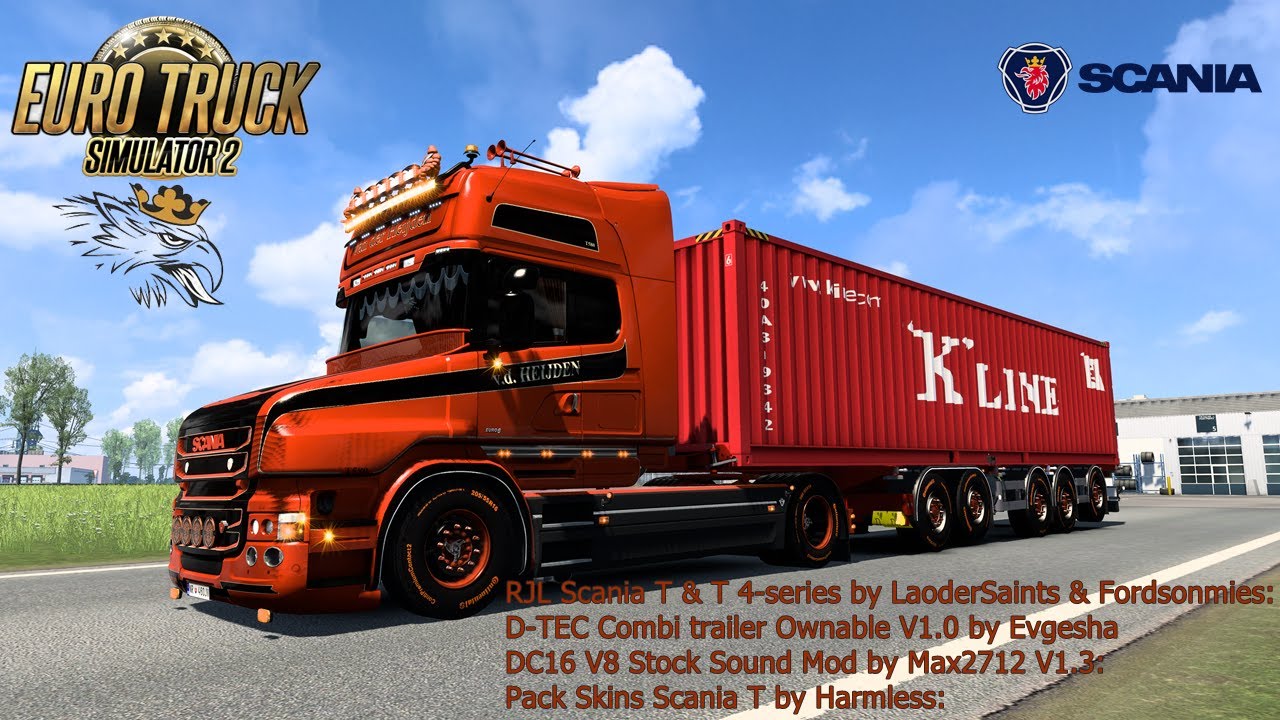 (ETS2 1.47) RJL Scania T & T 4-series + D-TEC Combitrailer + Pack Skins ...