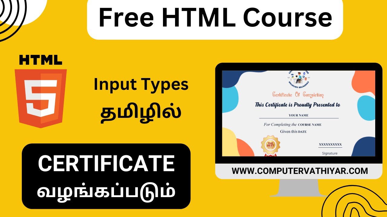 HTML Input Types In Tamil | Free Complete HTML Course With Certificate ...