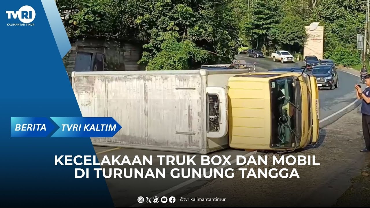 KECELAKAAN TRUK BOX DAN MOBIL DI TURUNAN GUNUNG TANGGA - YouTube