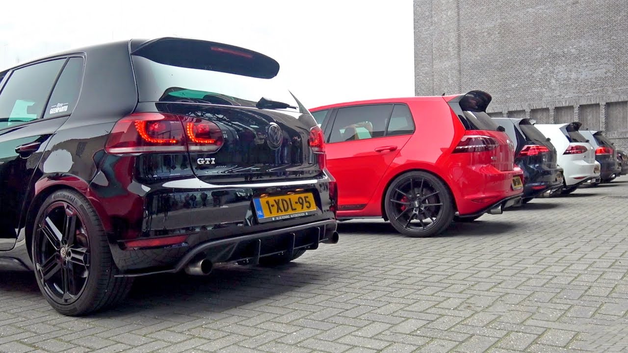 Group of Custom (2018) Volkswagen Golf GTIs At Car Meet! LOUD Revs ...