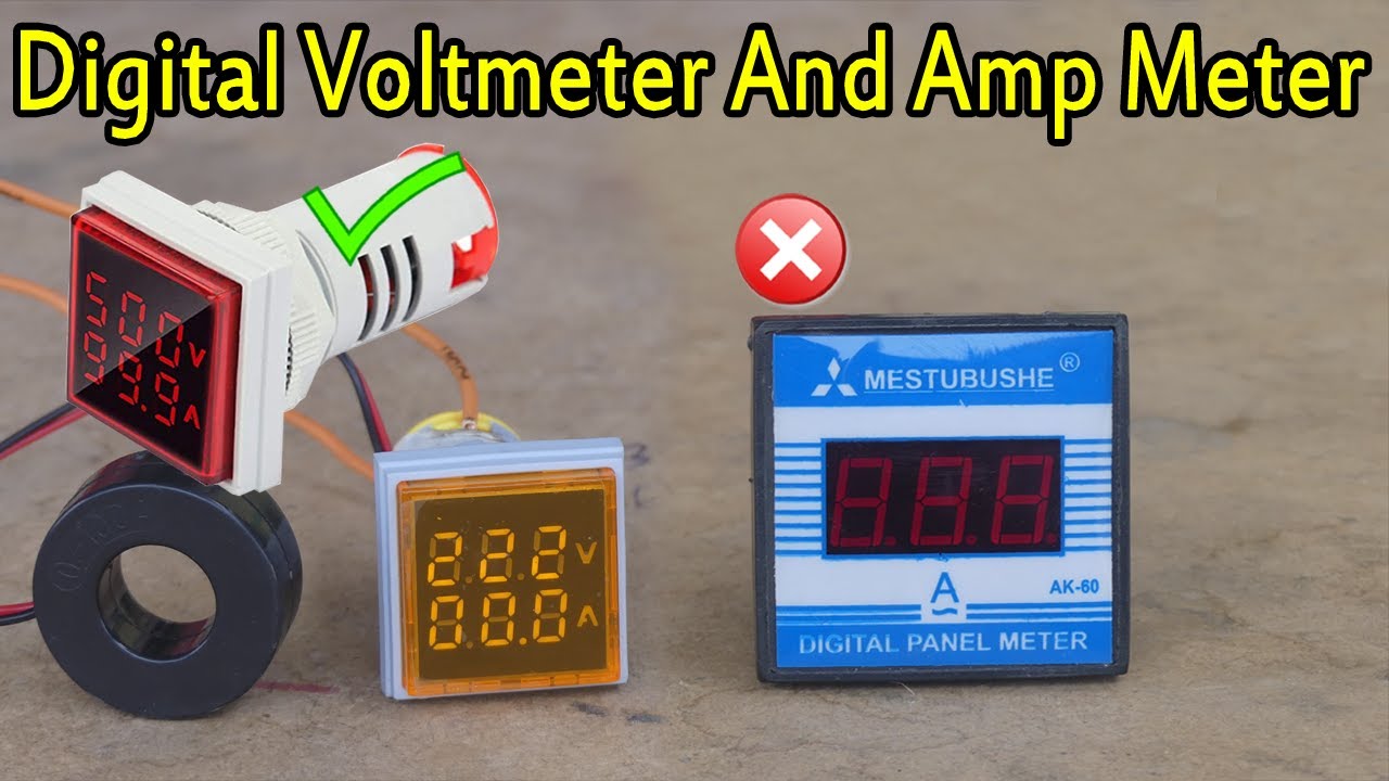 Round LED Dual Display AC Amp Volt meter Indicator 60-500V 220V 100A IN ...