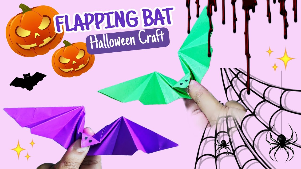 How to make paper bat for Halloween | Origami Flapping Bat - YouTube