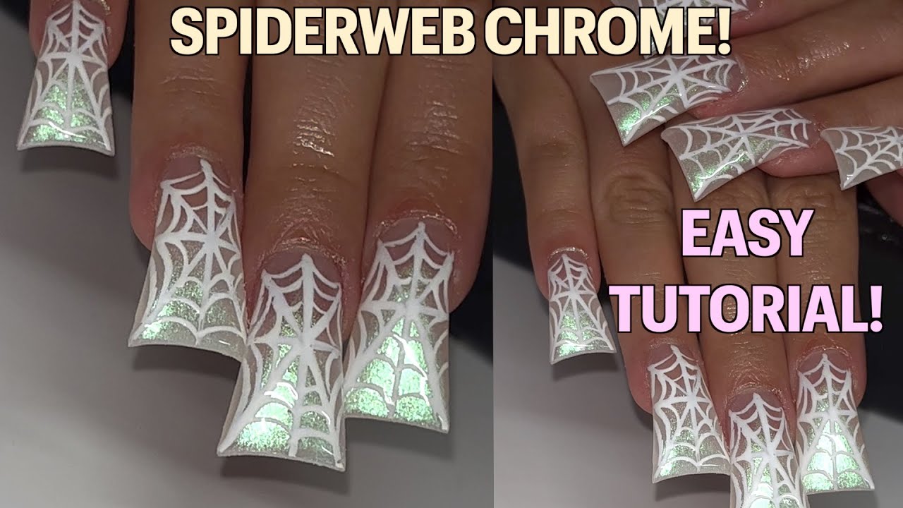 SPIDER WEB NAIL ART TUTORIAL!| IRIDESCENT NAILS! HALLOWEEN NAIL ART ...