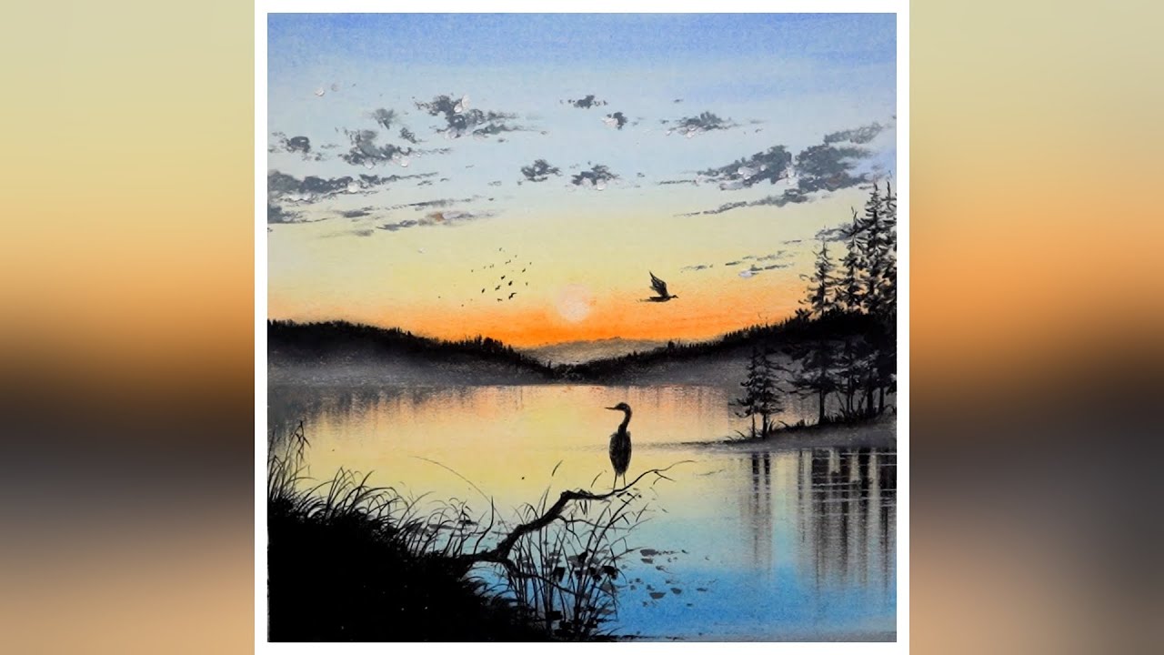 How to draw draw a beautiful morning landscape using both soft & oil ...