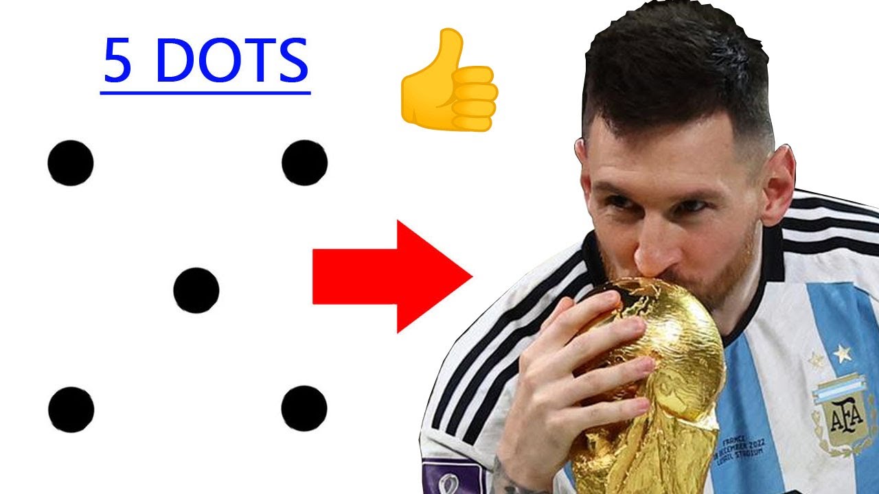 Turn 5 dots into Messi drawing - How to draw Lionel Messi kissing fifa ...