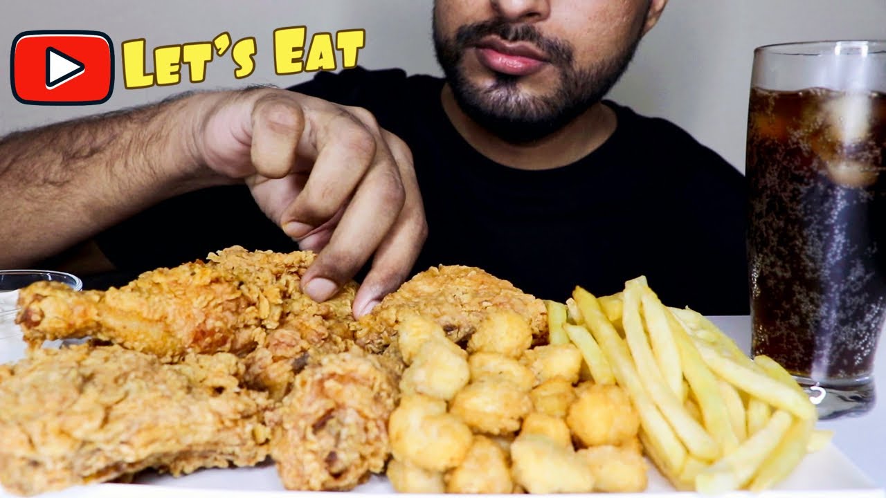 ASMR | KFC | SPICY FRIED CHICKEN | CHICKEN POPCORN | FRENCH FRIES (No ...