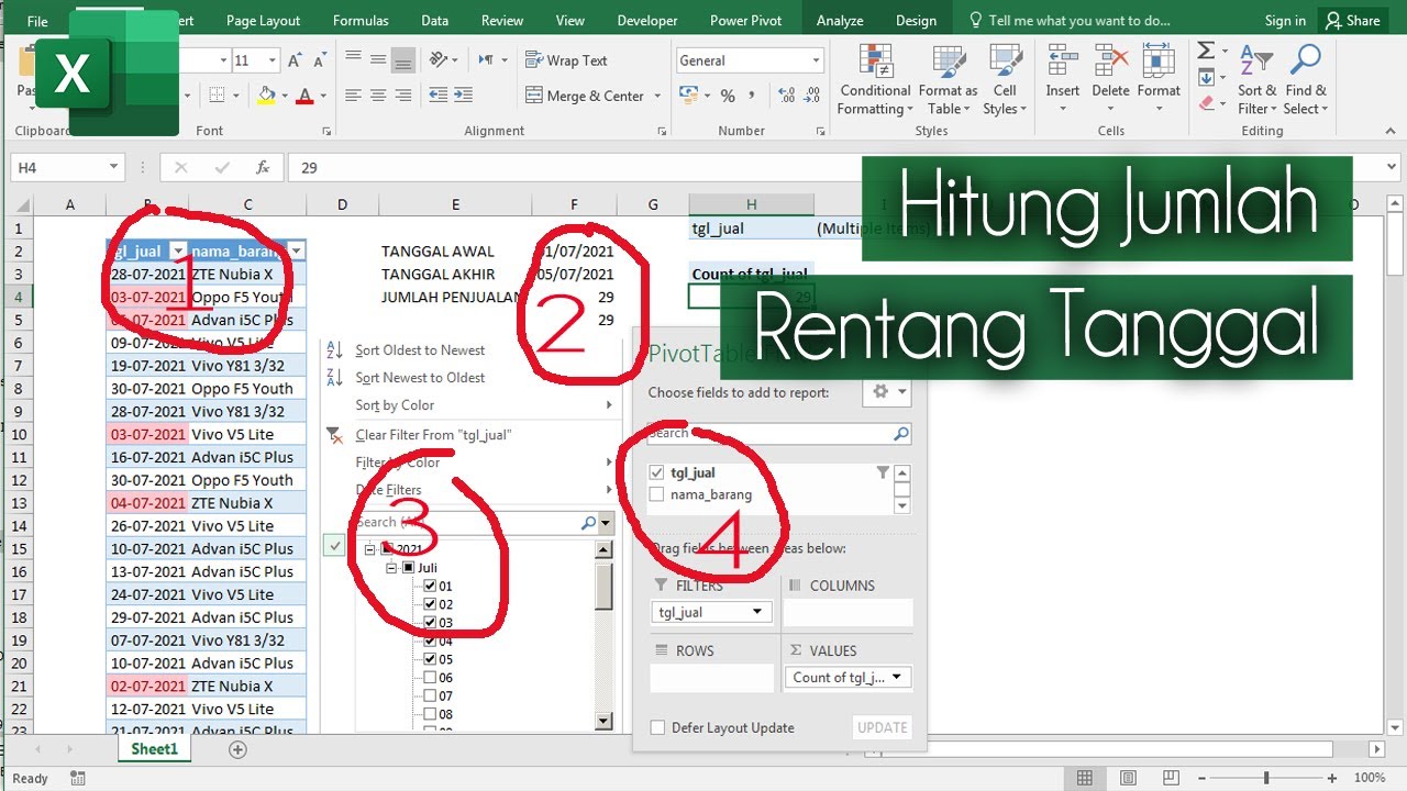 4 cara menghitung jumlah data sesuai dengan kriteria rentang tanggal ...
