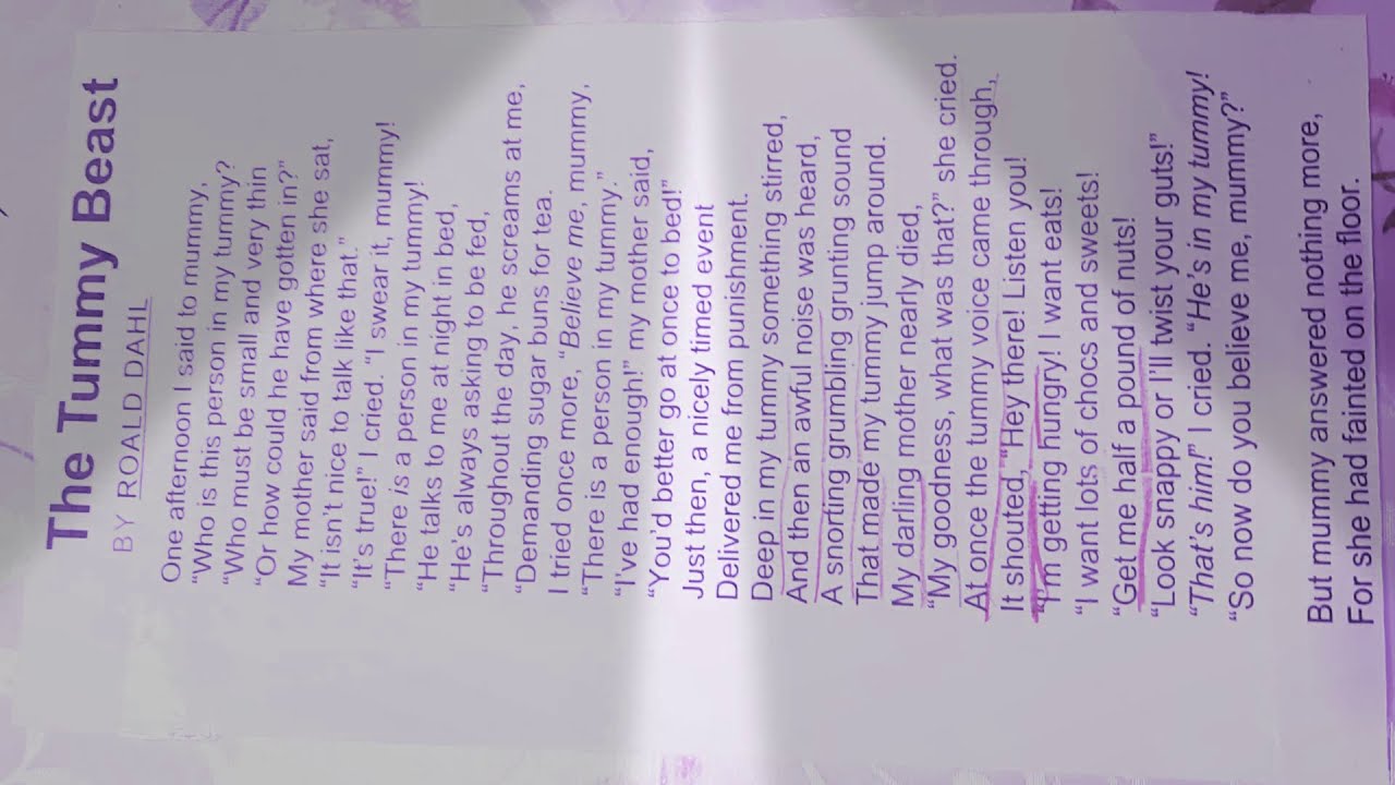Tummy Beast poem written by Roald Dahl - YouTube