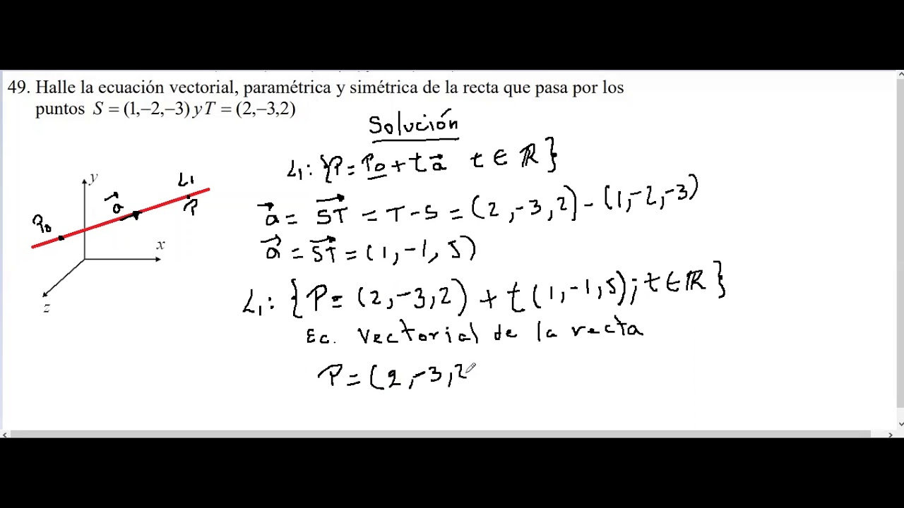 Ecuaciones de la recta en R3. Problema 1 - YouTube