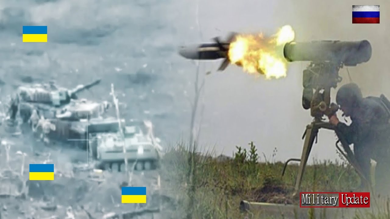 Crazy Action! Russian ATGMs and Artillery in Action! Dozens of Tanks ...