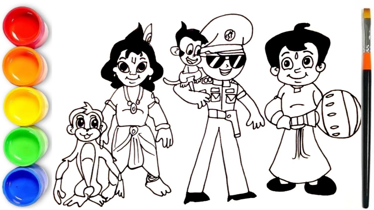 How to Draw Chota Bheem, Little Singham and Little Krishna - YouTube