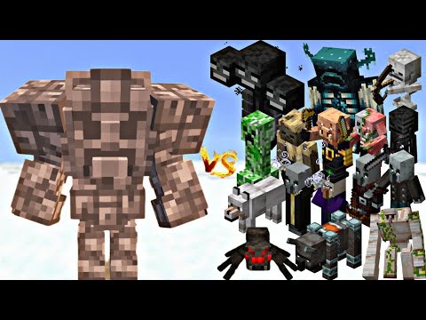 Epic Minecraft fight:Cobblestone golem vs all mobs fight! #minecraft ...
