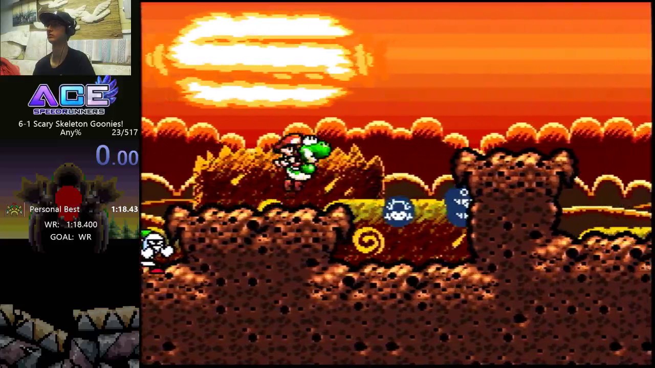 Yoshi's Island 6-1, Scary Skeleton Goonies! Any% in 1:18.383 - YouTube