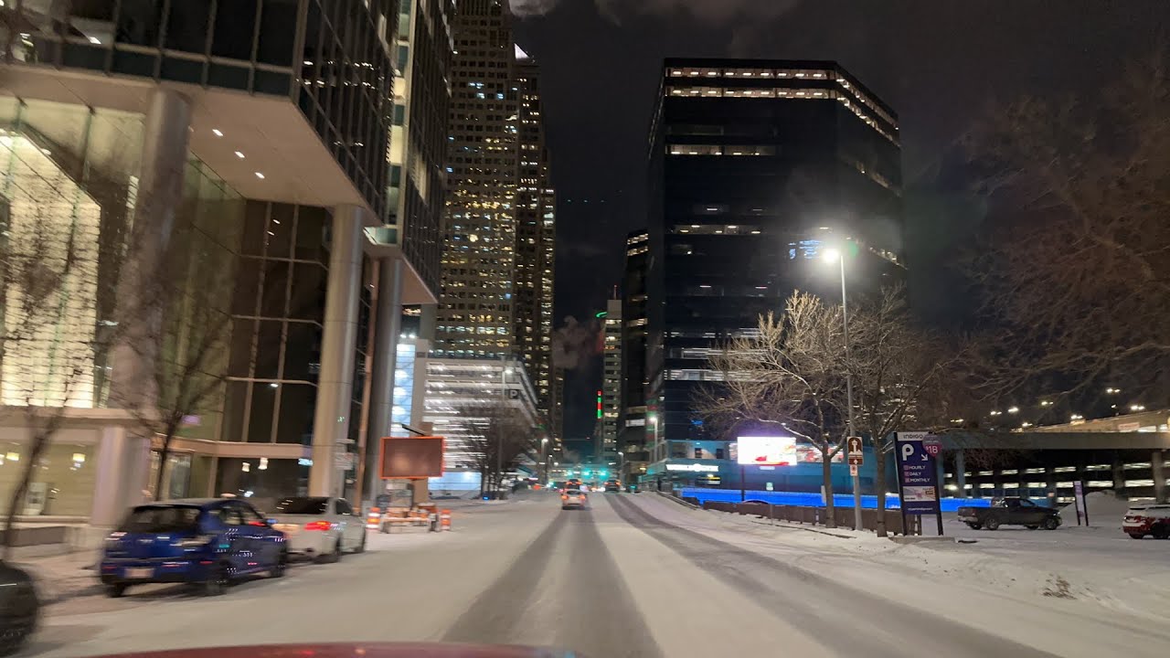 Calgary Downtown driving at night #canada #winter - YouTube