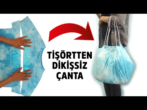Tişörtten dikişsiz çanta yapımı - DIY, How To Make A Recycled Seamless Tote Bag from an Old T-shirt