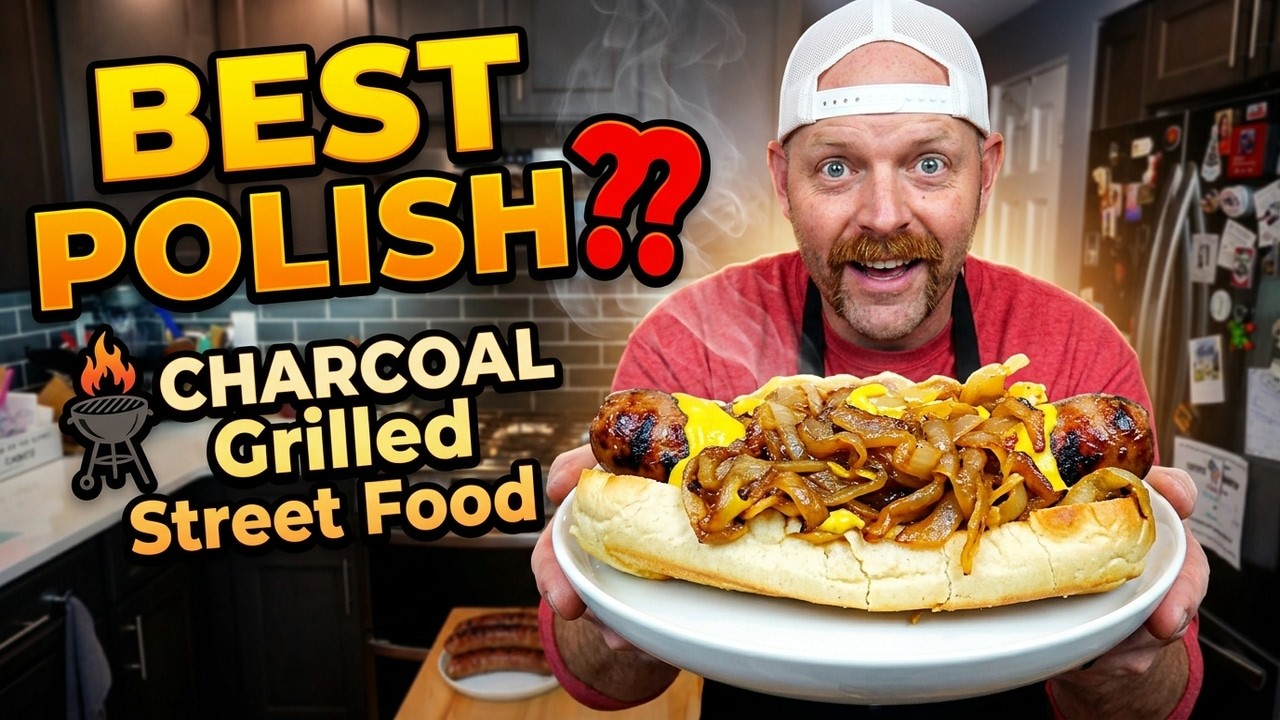 Charcoal Grilled Polish Sausage with Onions & Mustard – Street Food ...