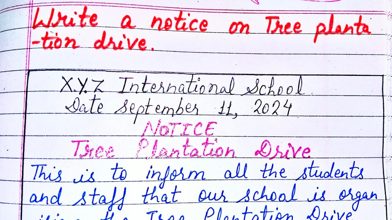 write a notice on tree plantation drive | notice writing | notice ...
