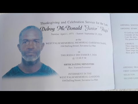 Thanksgiving service for the late Delroy McDonald - YouTube
