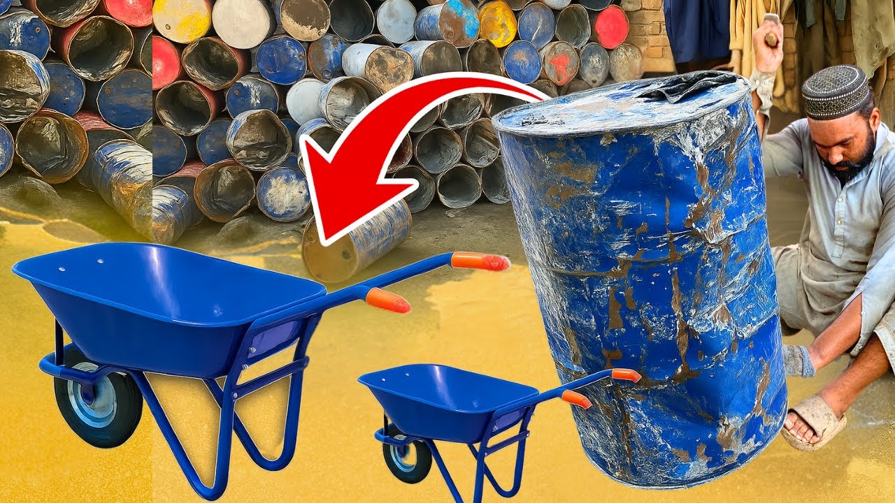 Amazing Process of Making Wheelbarrow from Old OIL DRUMS - YouTube