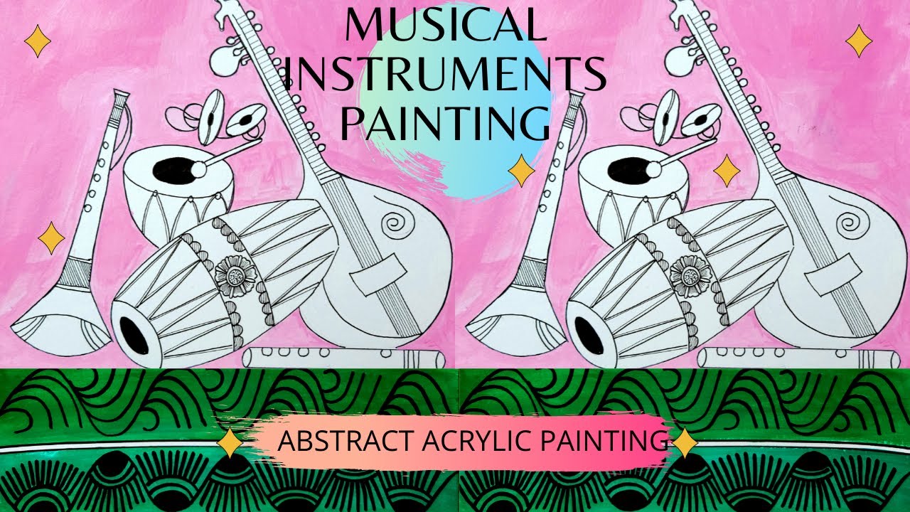 #abstractacrylicpainting Easy Indian Musical Instruments Painting ...
