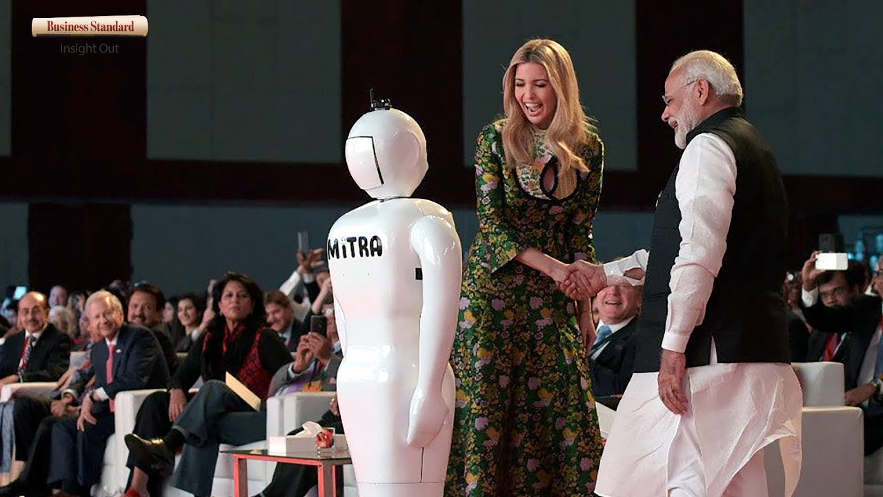 MITRA , the robot that greeted Modi & Ivanka at GES 2017 - YouTube