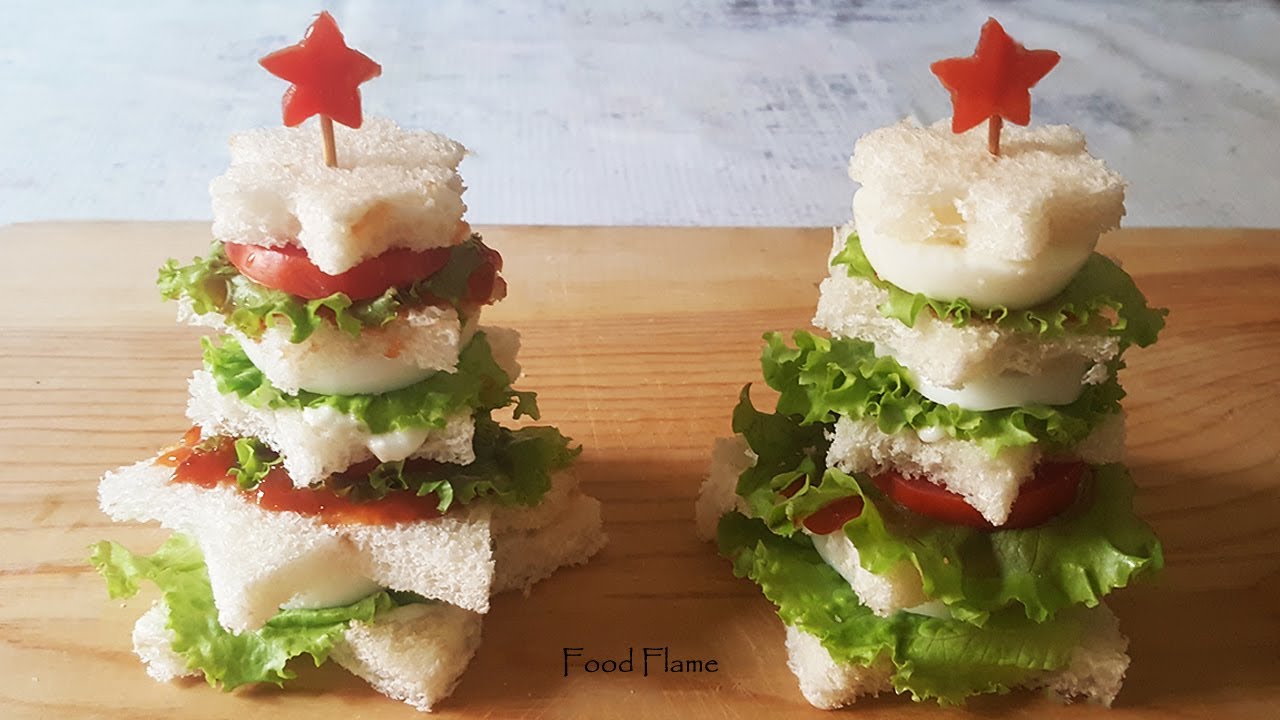 Charistmas Tree Sandwiches | Club Sandwich Recipe - YouTube