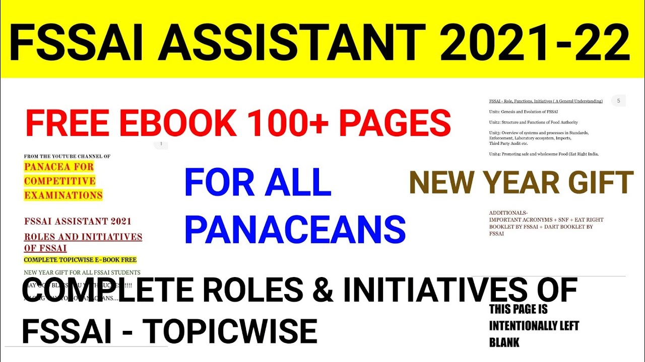 FSSAI ROLE FUNCTION AND INITIATIVE/FSSAI ASSISTANT BOOK/FSSAI ASSISTANT ...